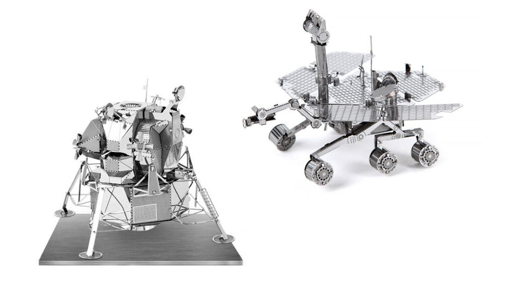 METAL EARTH APOLLO LUNAR LANDER AND MARS ROVER MODELS